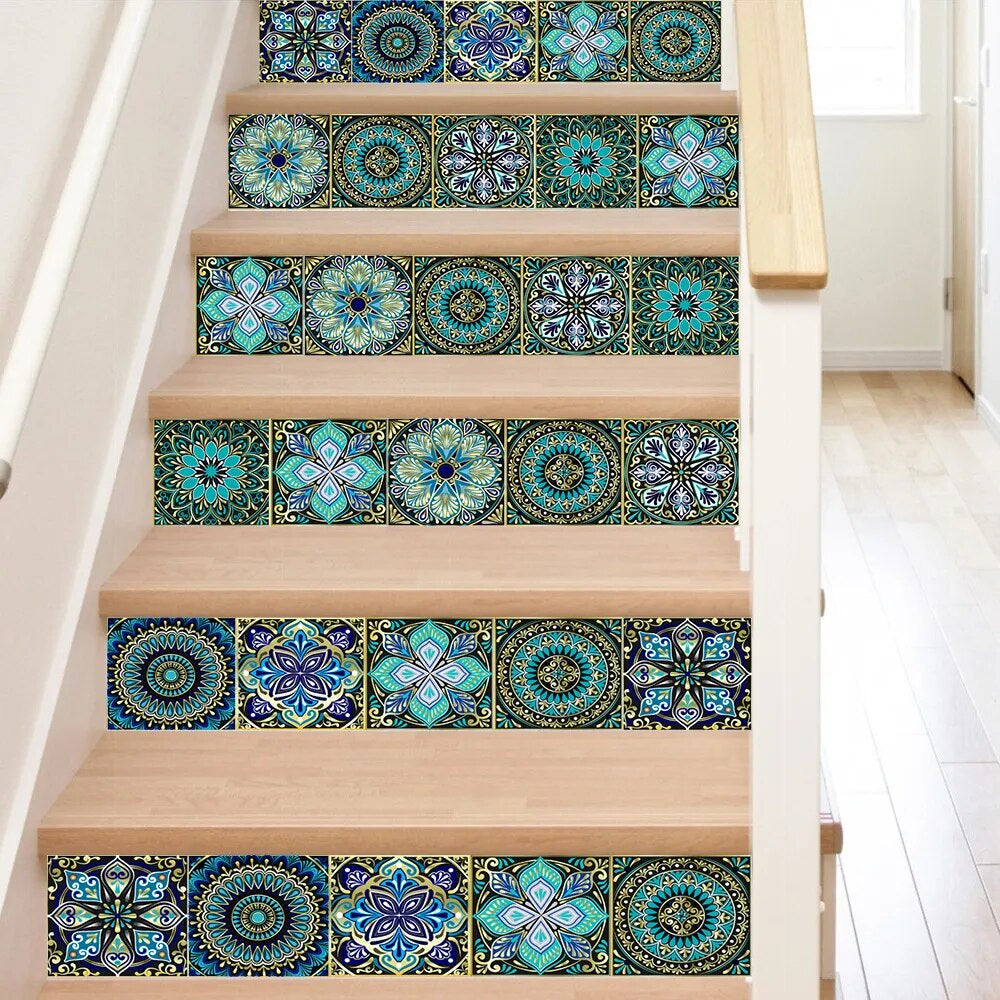 Panneau Mural avec Motifs Mandala Bleus Lot de 10 pcs 10 x 10 cm ...